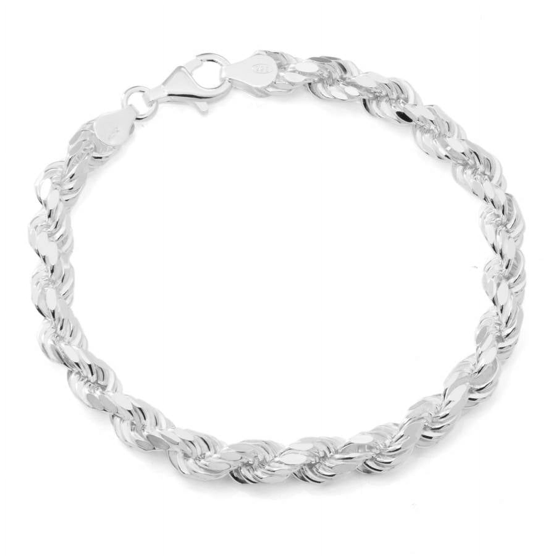 Brilliance Women's Sterling Silver Diamond-Cut Rope Chain Bracelet with ...