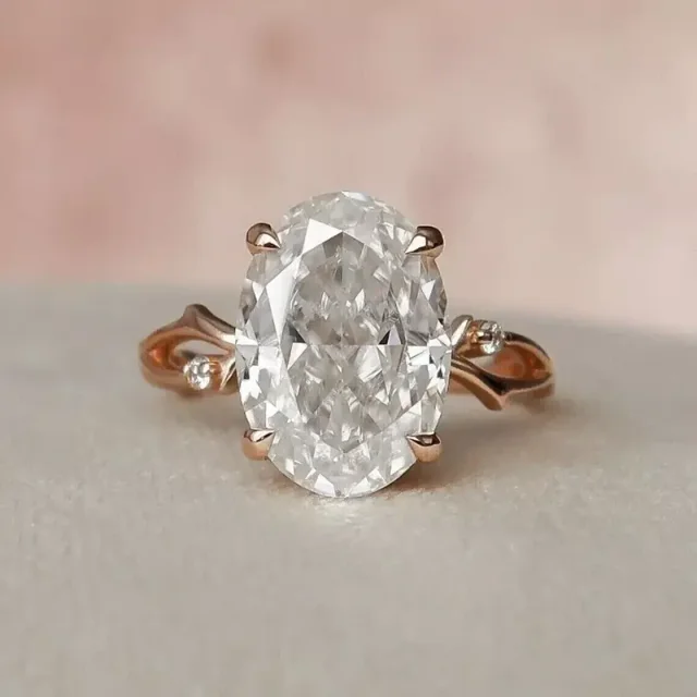 Brilliant 10K/14K/18K Rose Gold Ring 2 CT Oval Cut Engagement Ring Lab ...