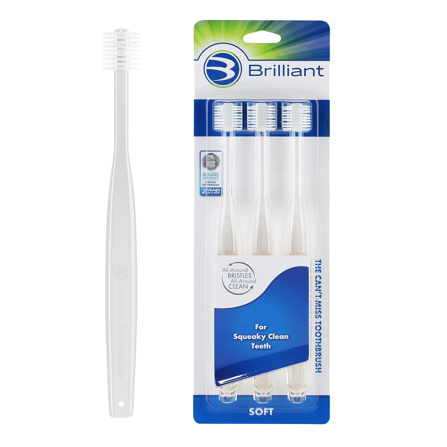Brilliant Soft Adult Toothbrush, Soft 10,000+ Bristles for a Cleaner ...