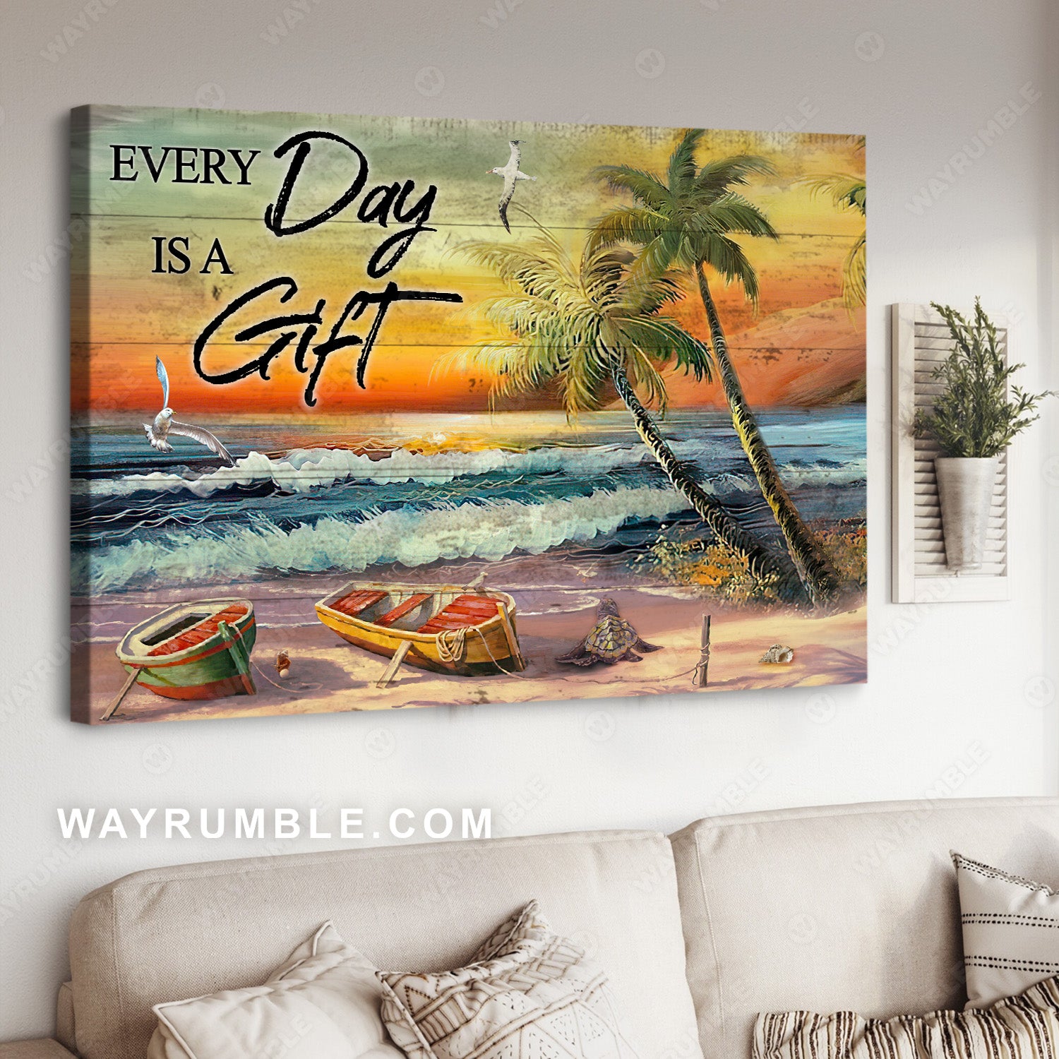 Brilliant Beach Painting, Amazing Sunset, Seagull, Everyday Is A Gift ...