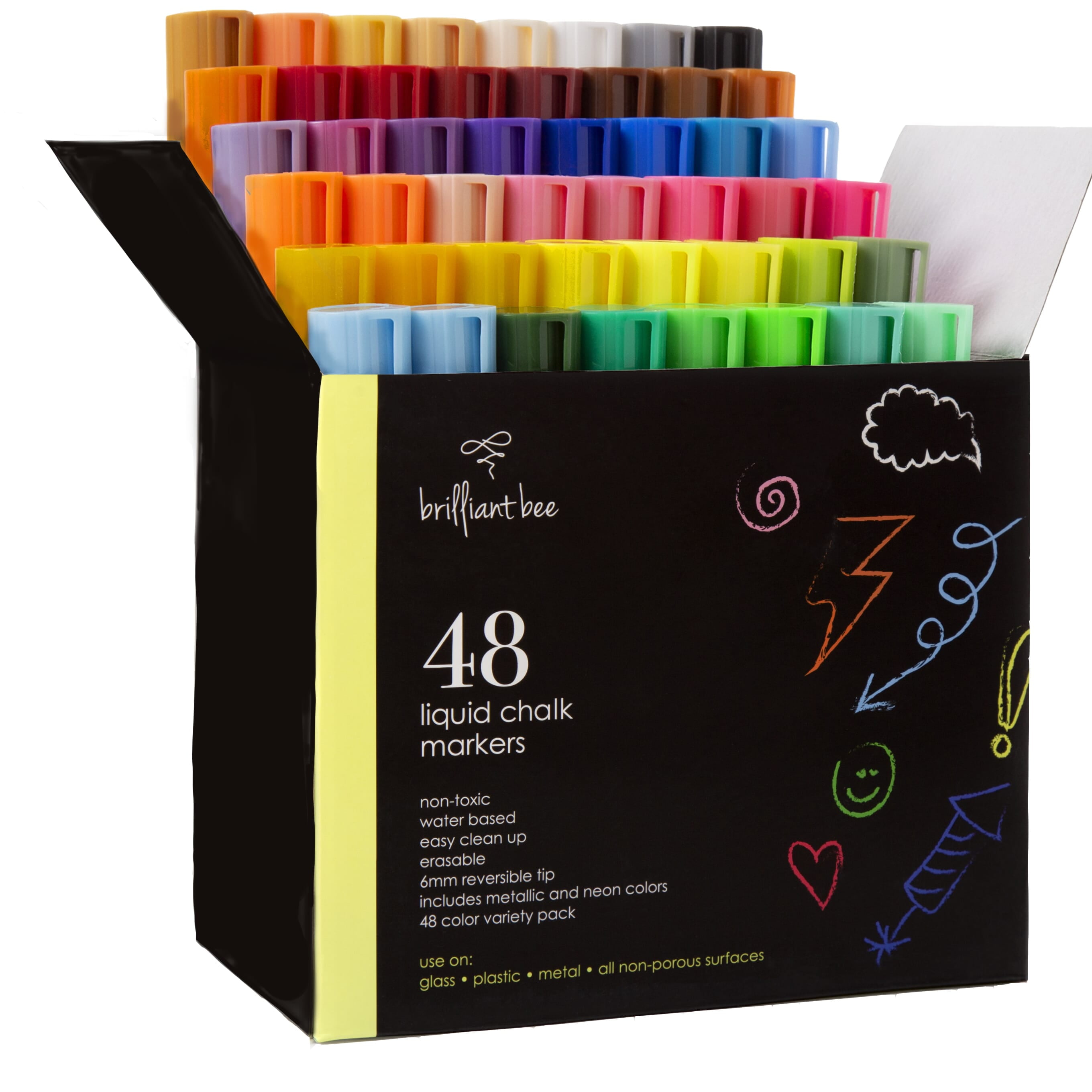 Brilliant Bee - Mega Pack of Liquid Chalk Markers, Reversible Chisel ...