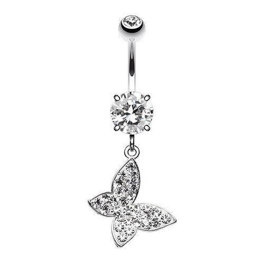 Brilliant Butterfly Multi-Sprinkle Dot Dangle Belly Button Ring - Walmart.com
