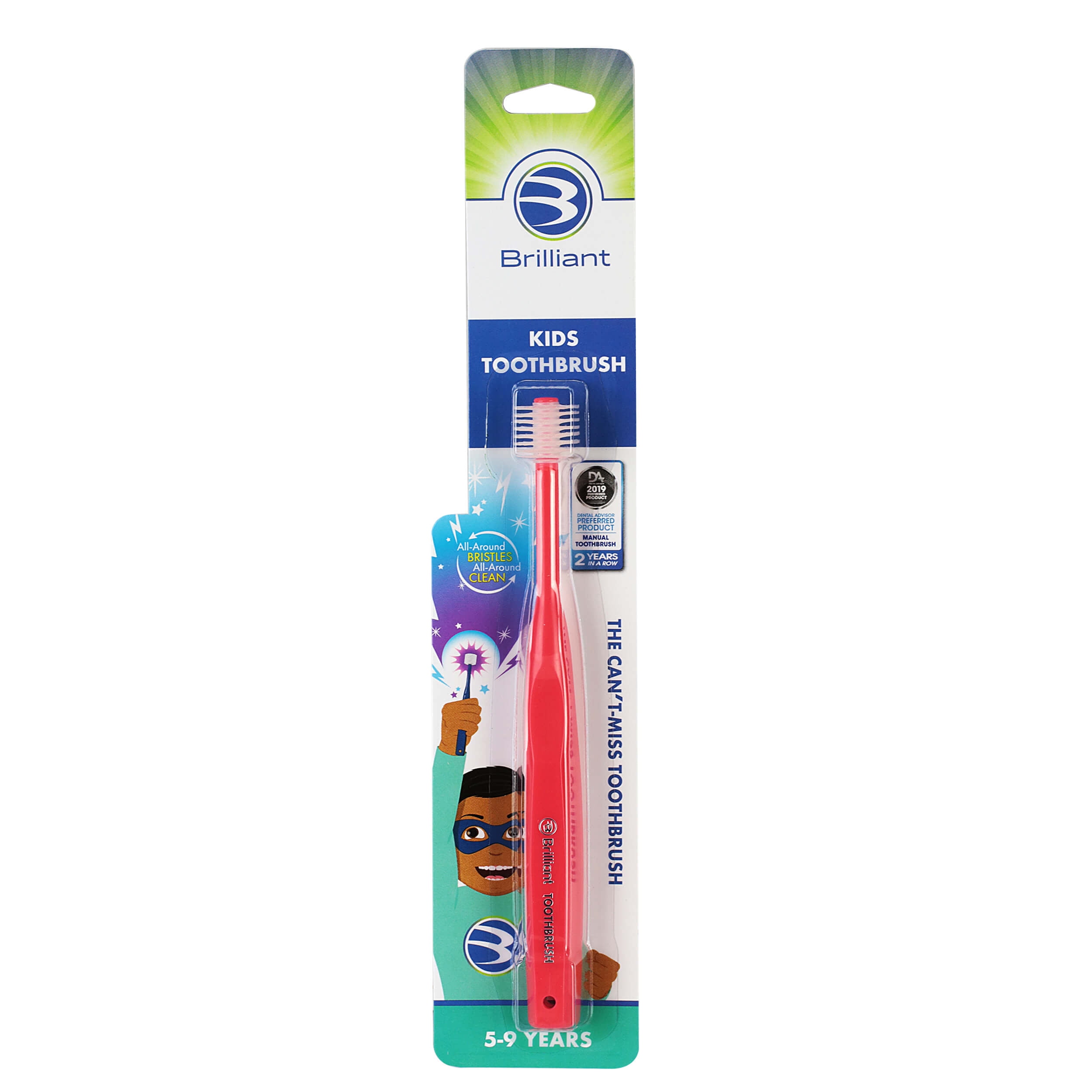 Brilliant Child Kids Toothbrush 5-9 Years - Round Head, Microfiber Soft ...