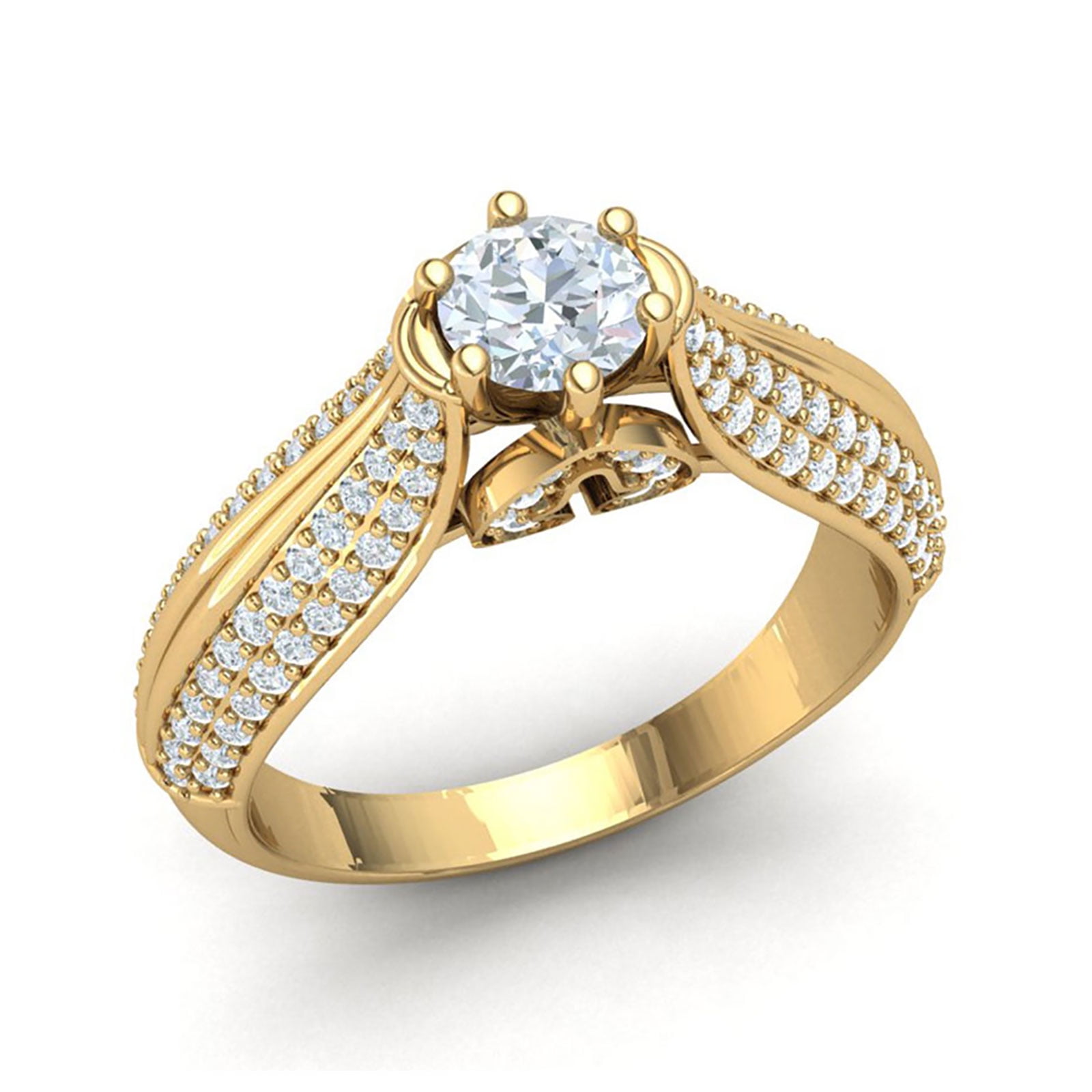 Brilliant Cut 2ctw Round Cut Diamond Prong Accented Solitaire ...