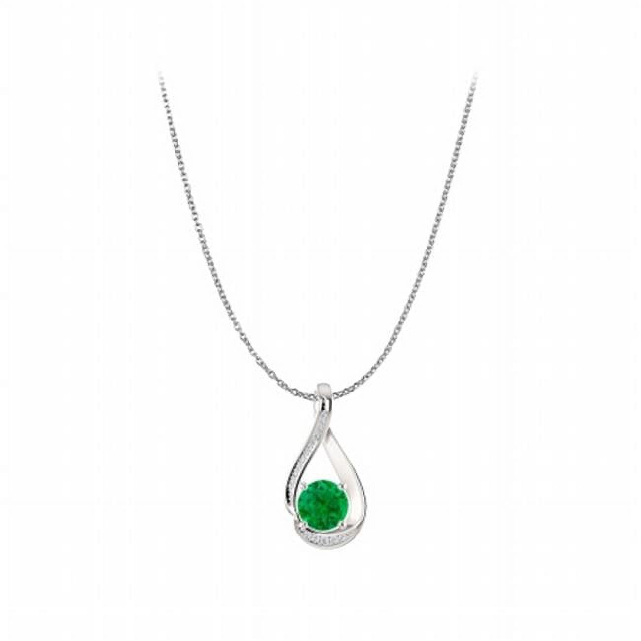 Brilliant Cut Emerald Cubic Zirconia Infinity Pendant in 14K White Gold ...
