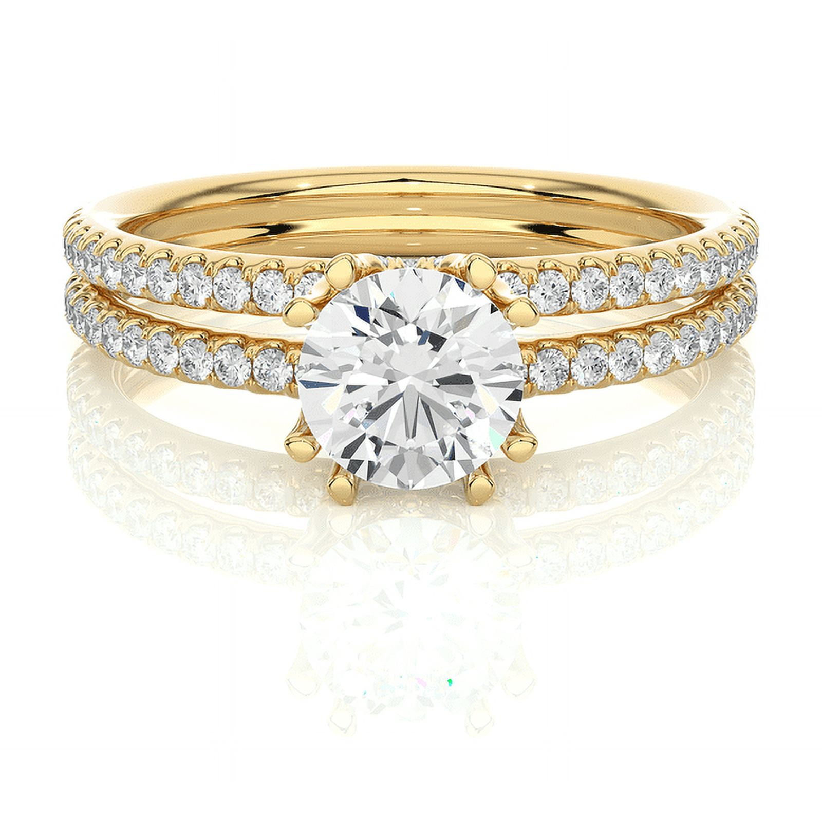 Brilliant Cut Solitaire Natural Moissanite ,The Twin Halo Ring in 14K ...