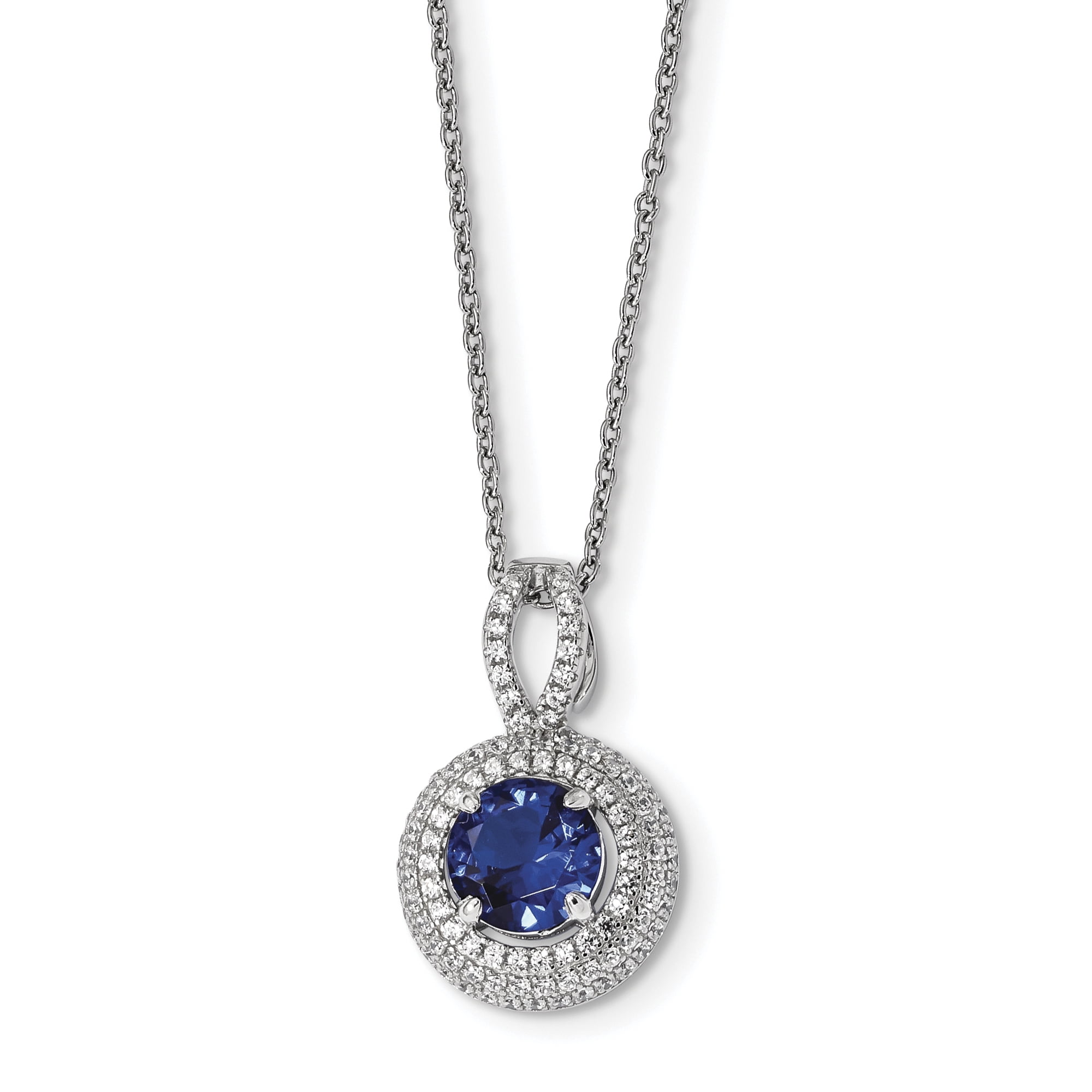 Brilliant Embers 925 Sterling Silver 104 Stone 18 Inch Micro Pav Blue ...