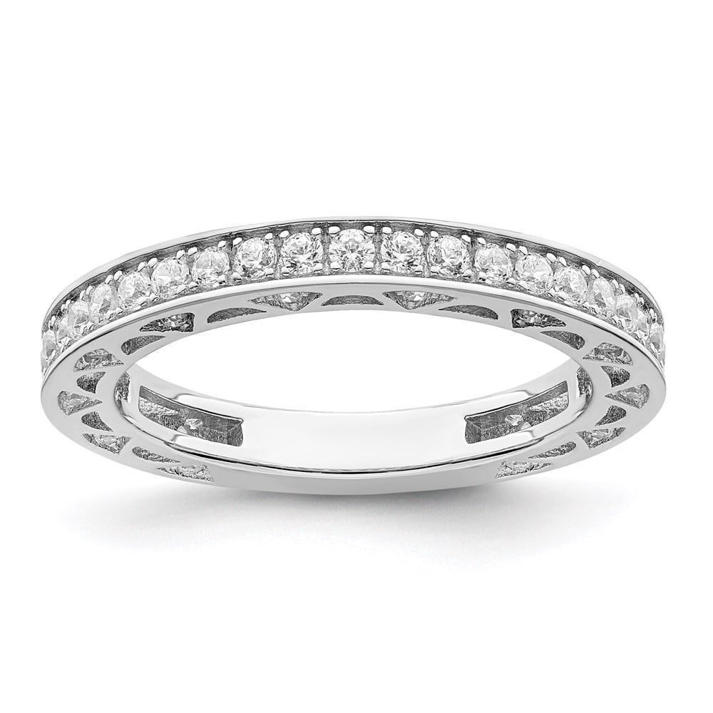 Brilliant Embers Sterling Silver Rhodium-plated 59 Stone Micro Pav CZ Ring QQMP439-8 - Walmart.com