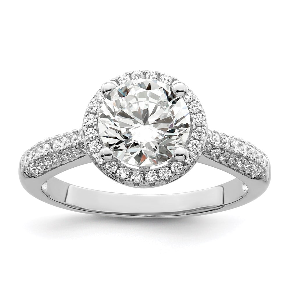 Brilliant Embers Sterling Silver Rhodium-plated 69 Stone Halo Micro Pav ...