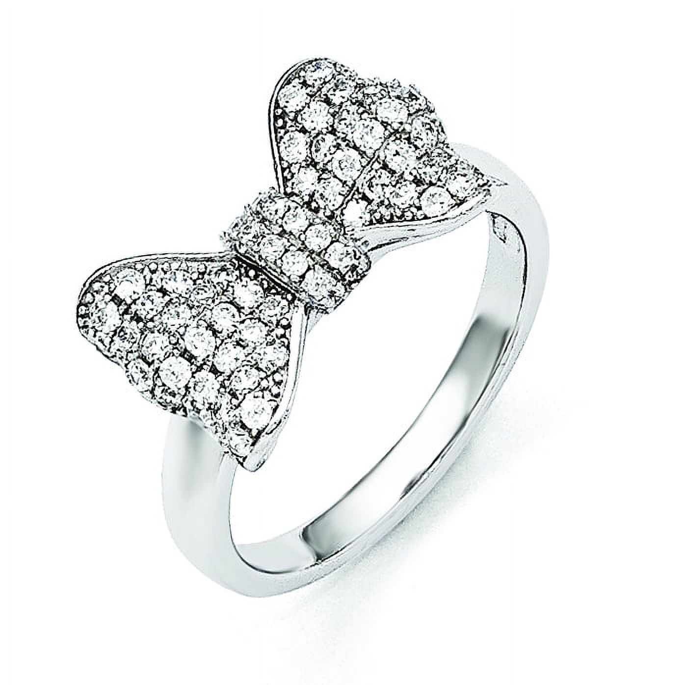 Brilliant Embers Sterling Silver Rhodium-plated 71 Stone Micro Pav CZ Bow Ring - Walmart.com