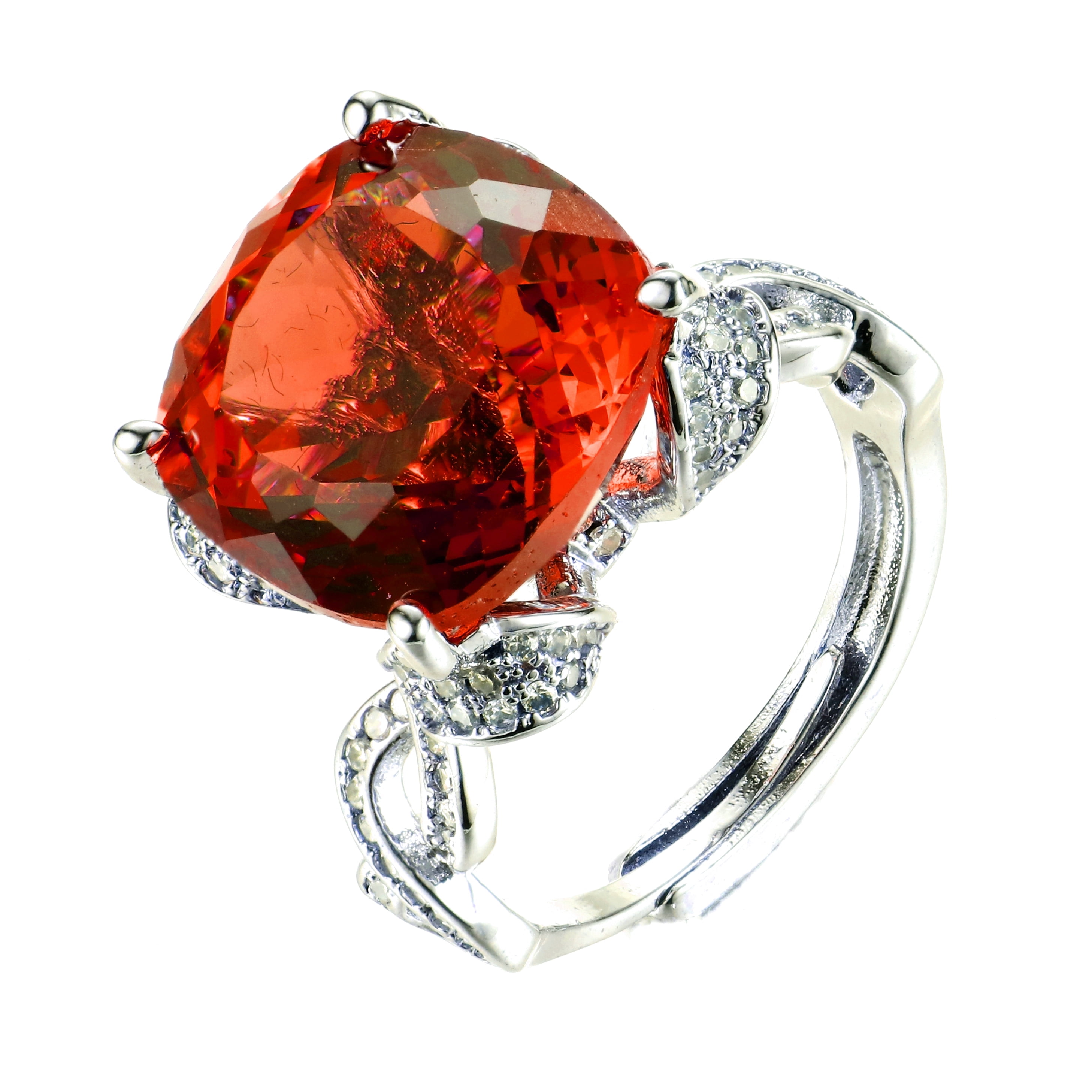 Brilliant Faceted Cut Blood Red Cubic ZIrcon Stone Cocktail Rings with ...