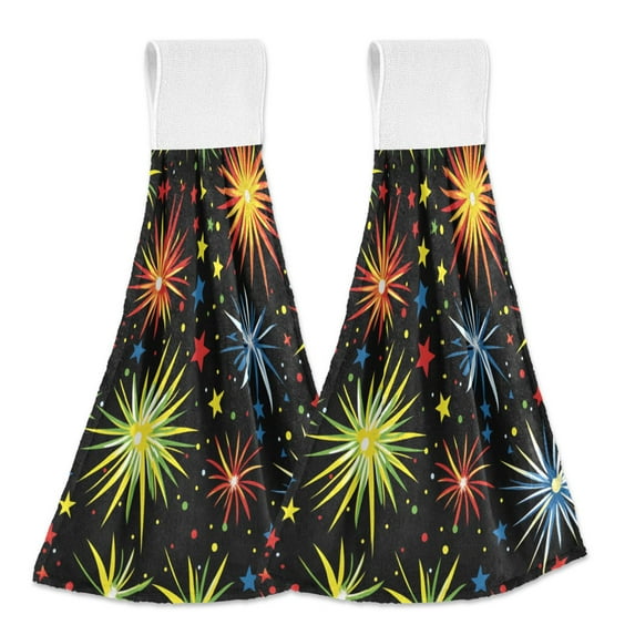 Brilliant Fireworks Pattern Hand Towels 2 Pack Quick Drying Home ...