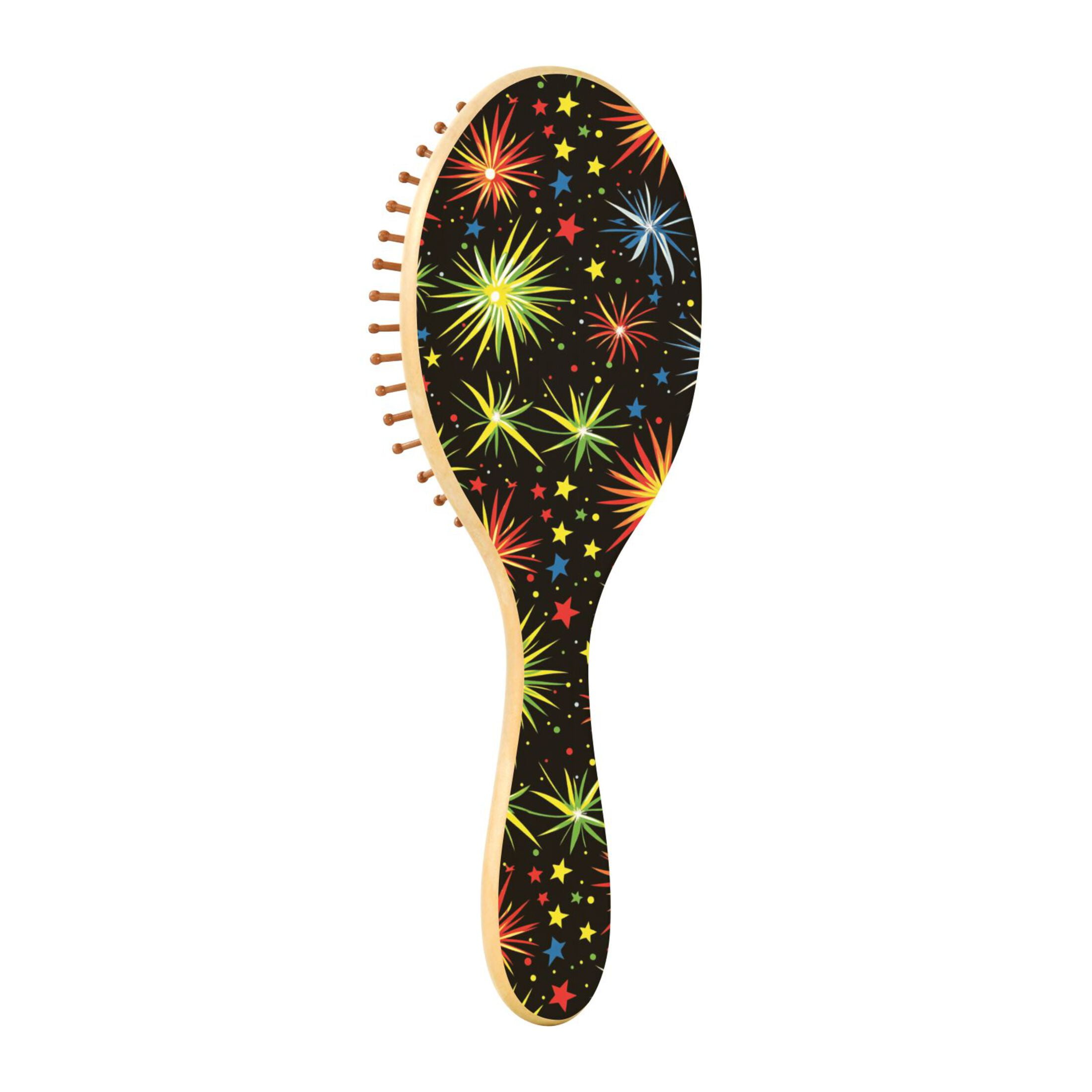Brilliant Fireworks Pattern Natural Wooden Hair Brush with Cushion for ...