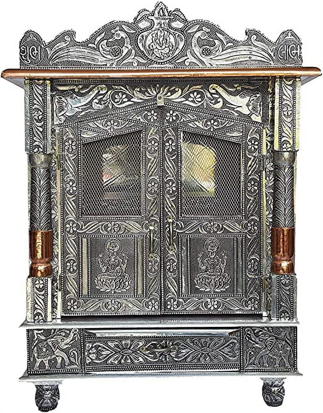 Devyom Aluminium Copper Oxidized Home Mandir, Silver, 18x9 Inches ...