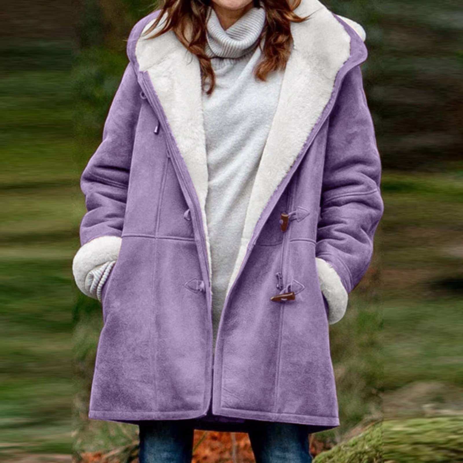 Brilliant Jackets for Women Clearance Velvet Double Breasted Hooded ...