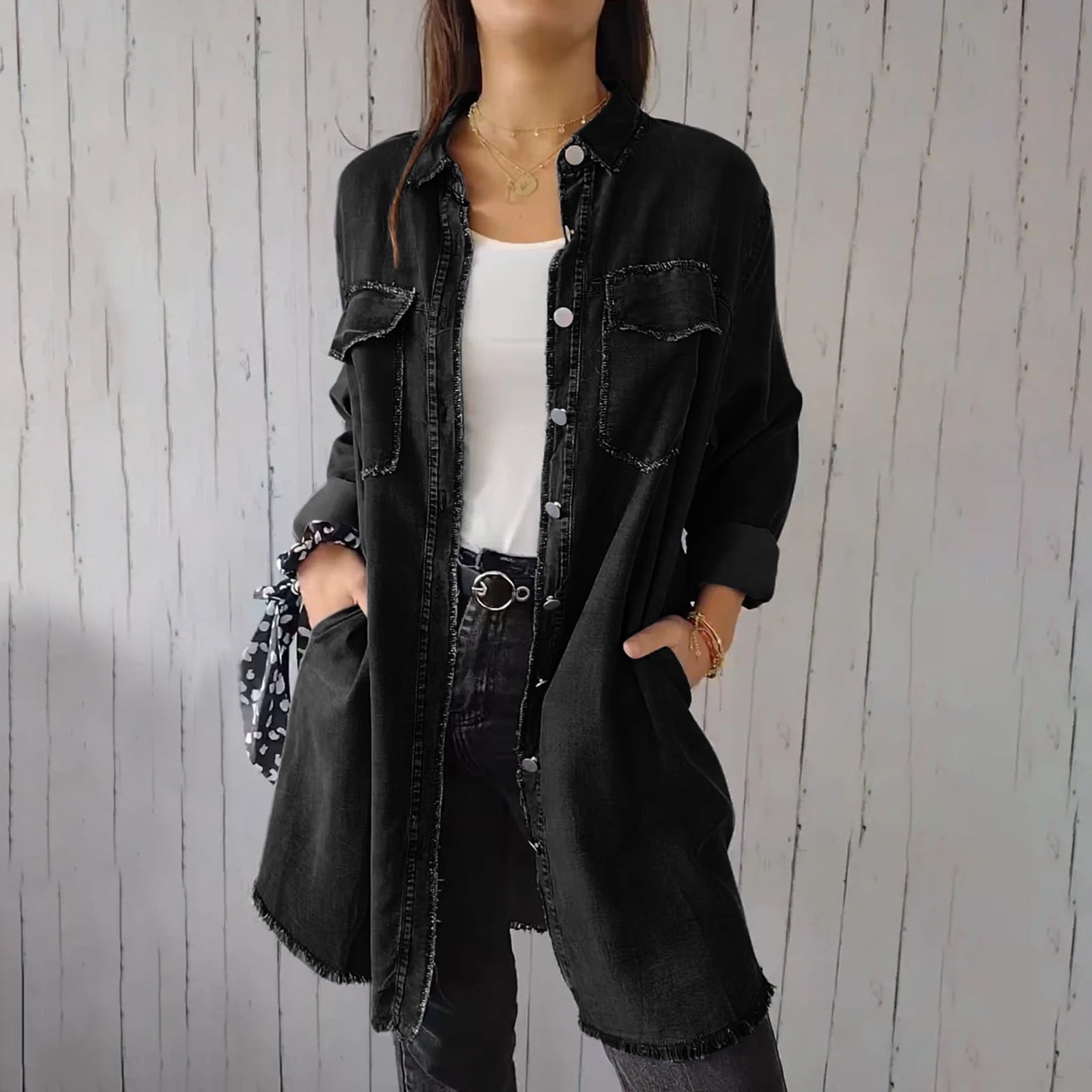 Brilliant Plus Size Clearance Long Denim Jackets for Women Denim ...