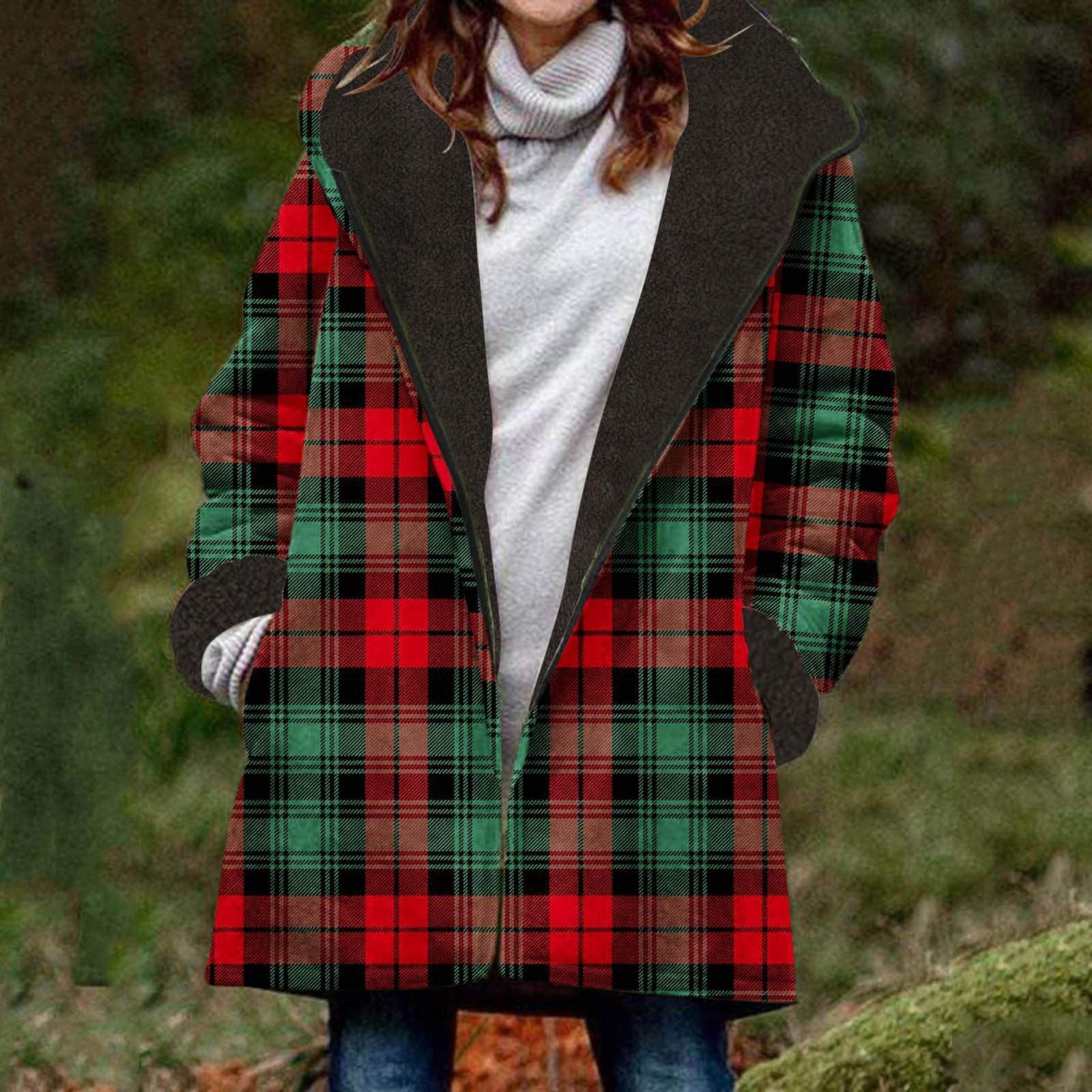 Brilliant Plus Size Clearance Women's Winter Warm Coats Plaid Print ...
