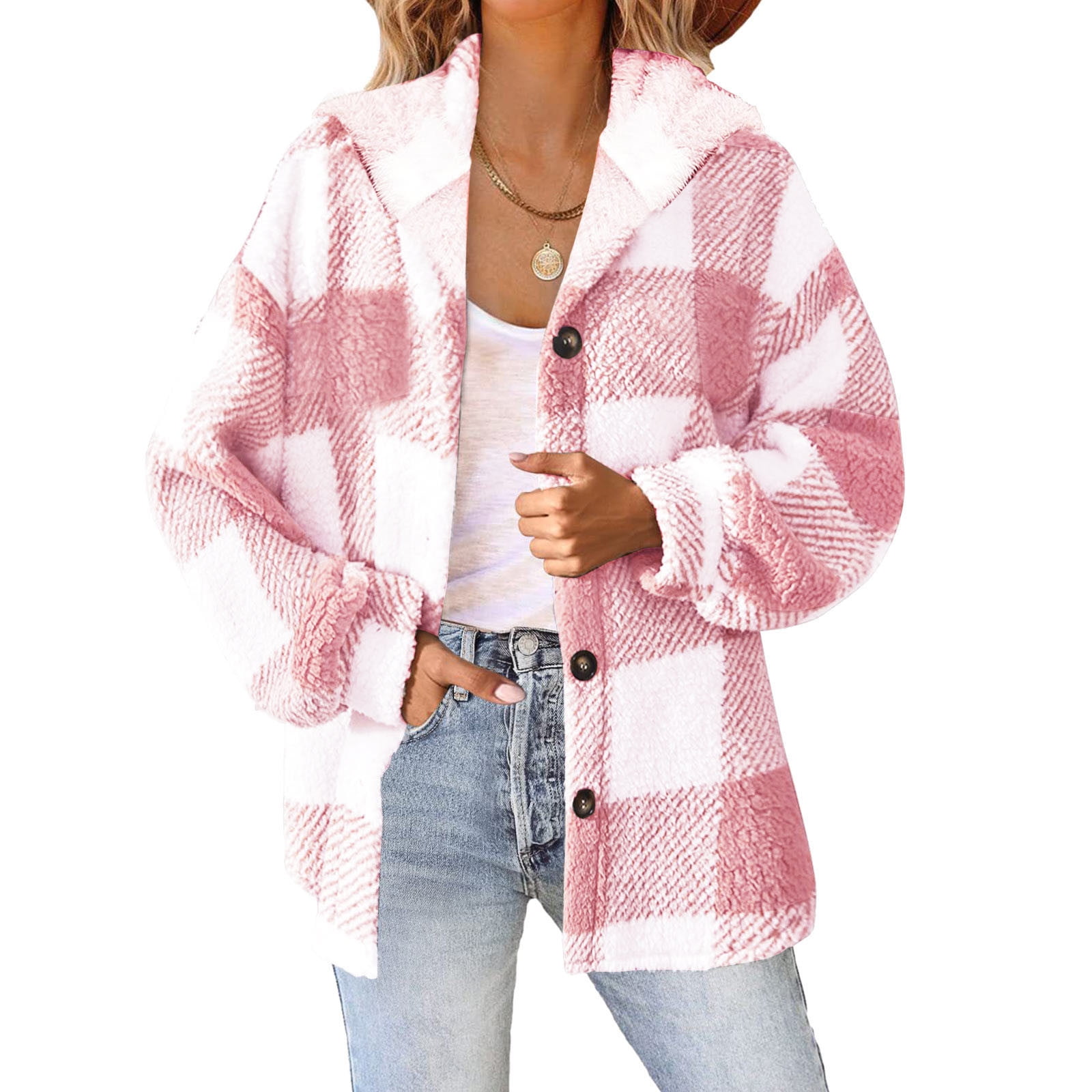 Brilliant Plus Size Womens Button Down Flannel Shirts Long Sleeve Plaid ...