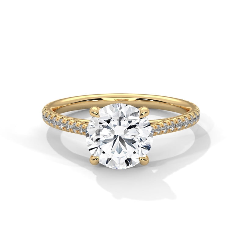 Brilliant Round Cut Real Moissanite Ring in 14K Gold Plated - Walmart.com
