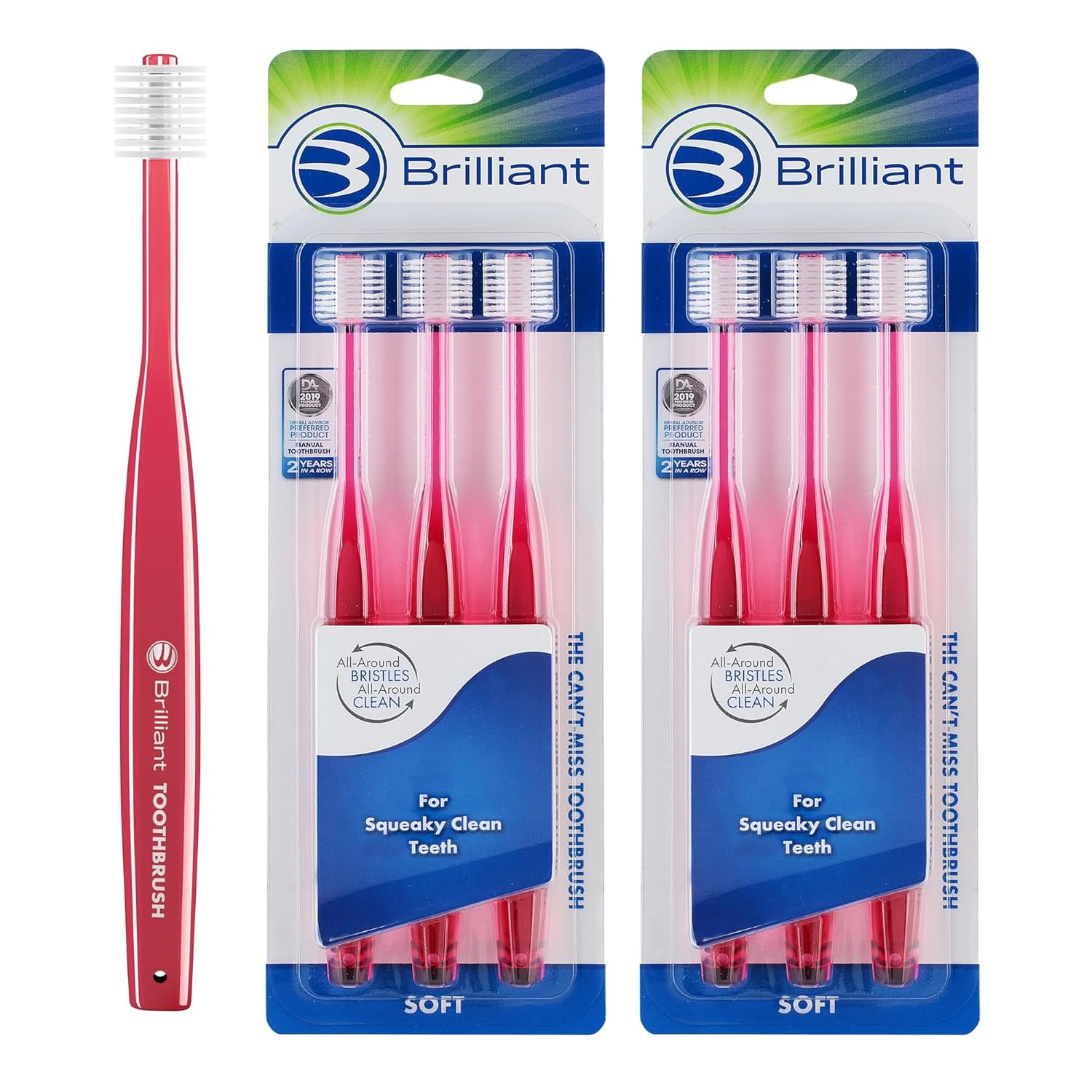 Brilliant Soft Adult Round Head Toothbrush, 15,000+ Bristles, Cleaner ...