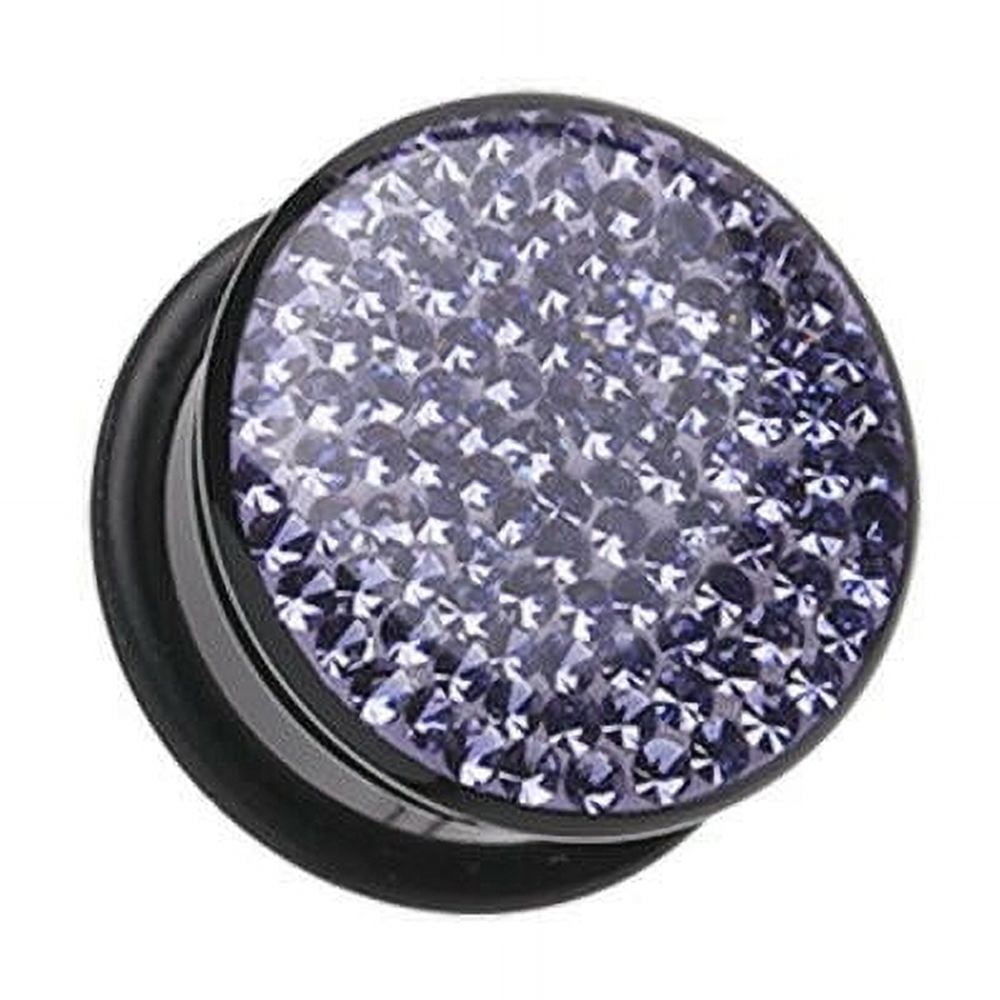 Brilliant Sparkles Black Body Single Flared Ear Gauge Plug Earrings ...