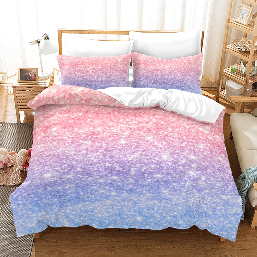 Brilliant Starlight Duvet Cover Gradient Color Bedding Set Simple Sweet ...