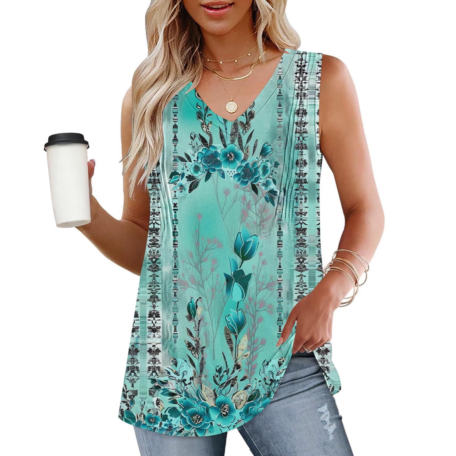 Brilliant Tank Tops For Women under $5 Wide Straps Flower/Gradation ...