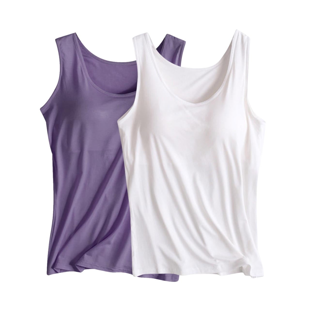 Brilliant Tank Tops for Women with Built in Bra Ladies 2pc Camisole ...