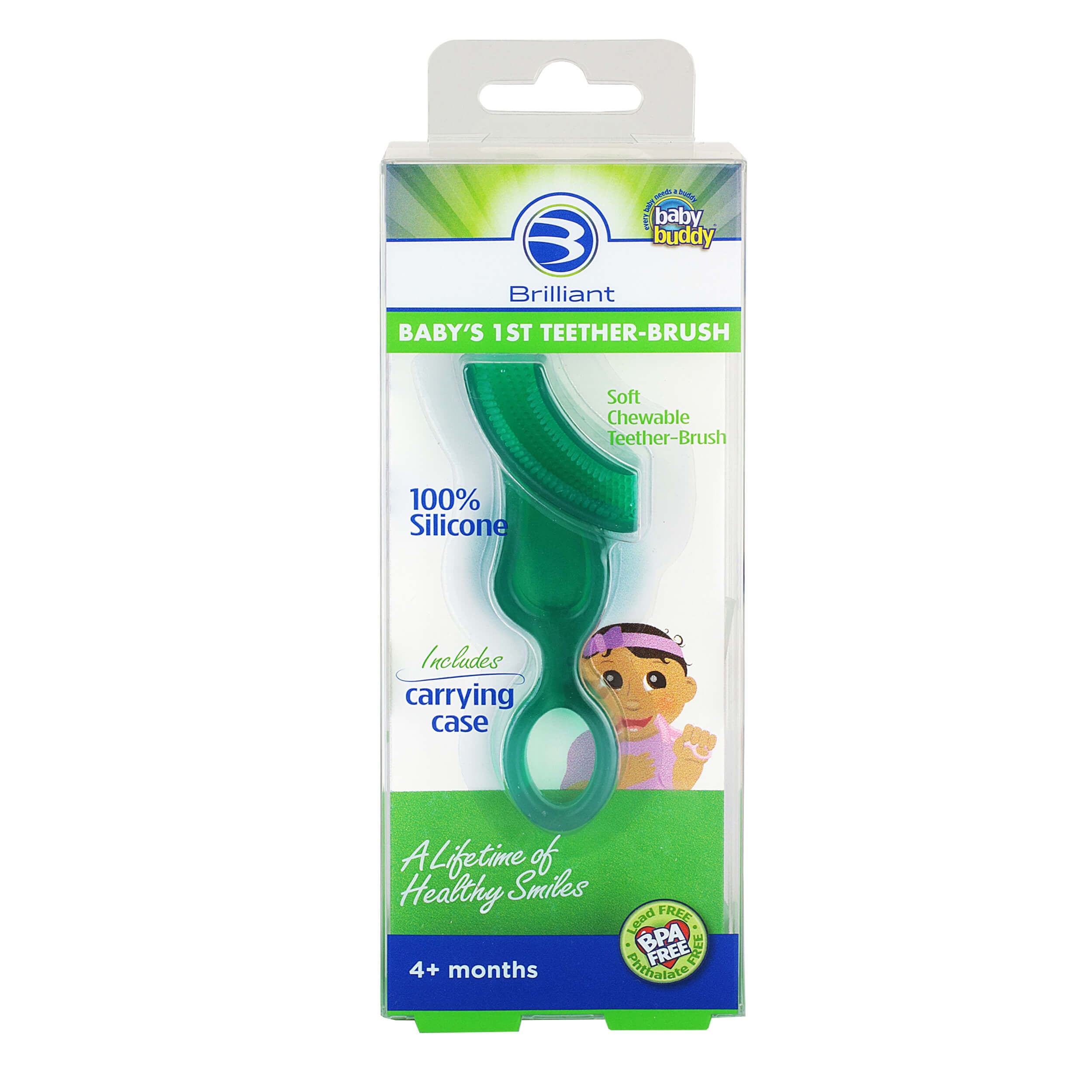 Brilliant Babys 1st Teether-Brush with Case, Chewable Silicone ...