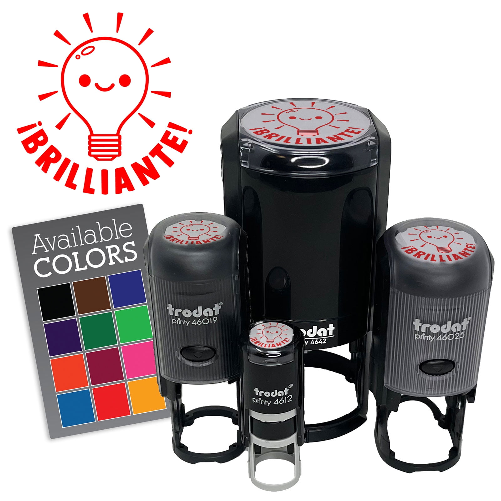 Brilliante Bright Light Bulb Spanish Compliment Self-Inking Rubber ...
