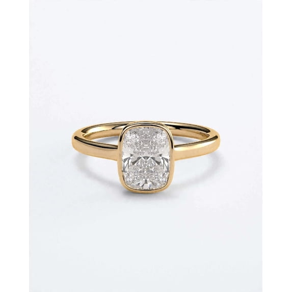 Brilliaura 2 CT Cushion Cut Bezel Lab Grown Diamond Engagement Ring for ...