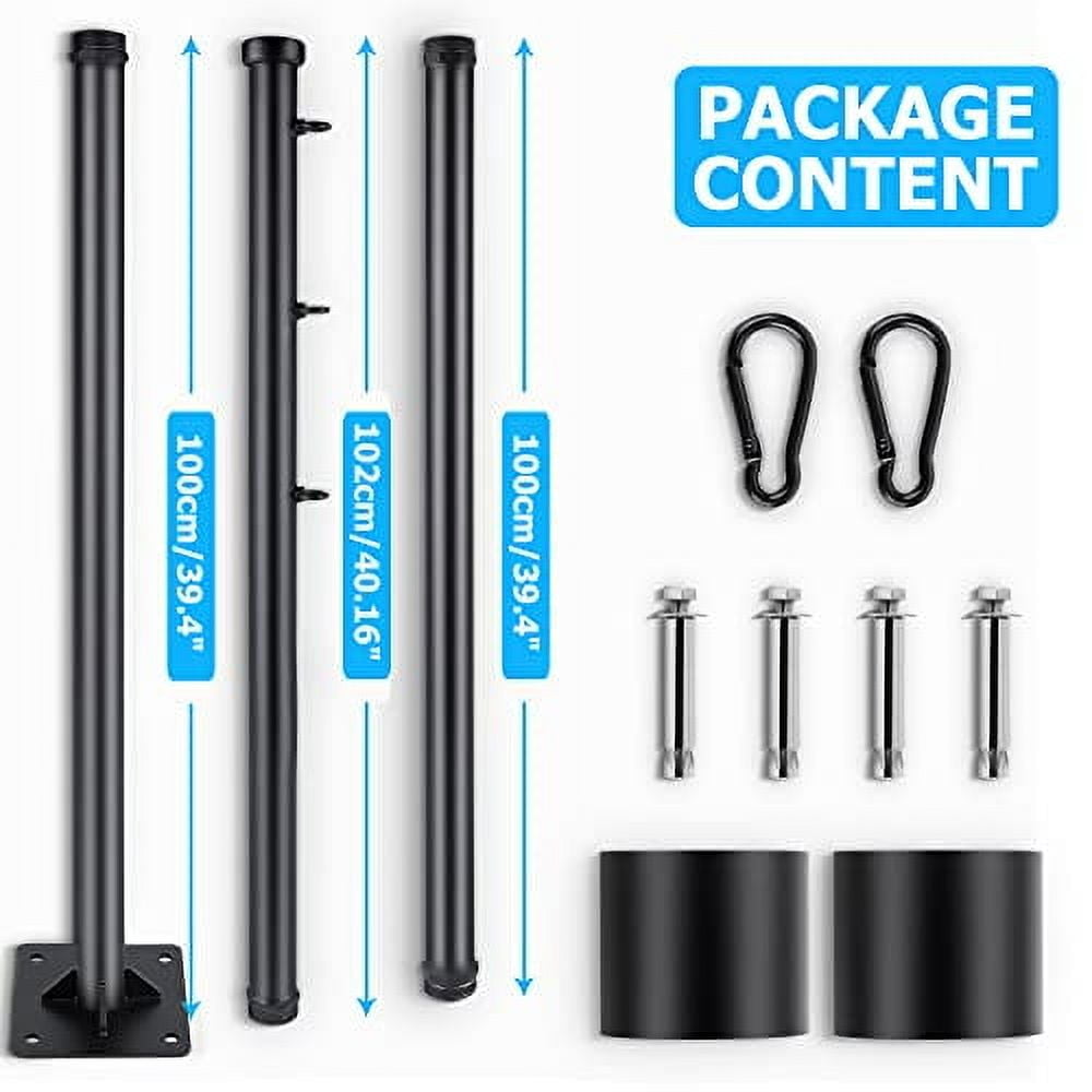 Brillihood 9ft Sun Shade Sail Pole Kit - Extends to 9 Feet with 3 Fixed ...