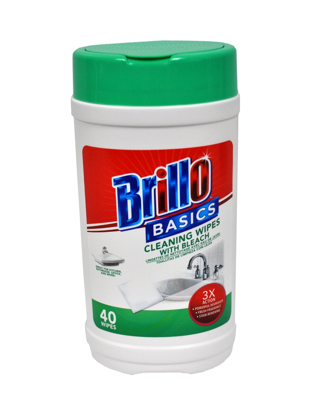 Brillo Basics Multi Surface Cleaning Wipes With Bleach 40 Wipes ...
