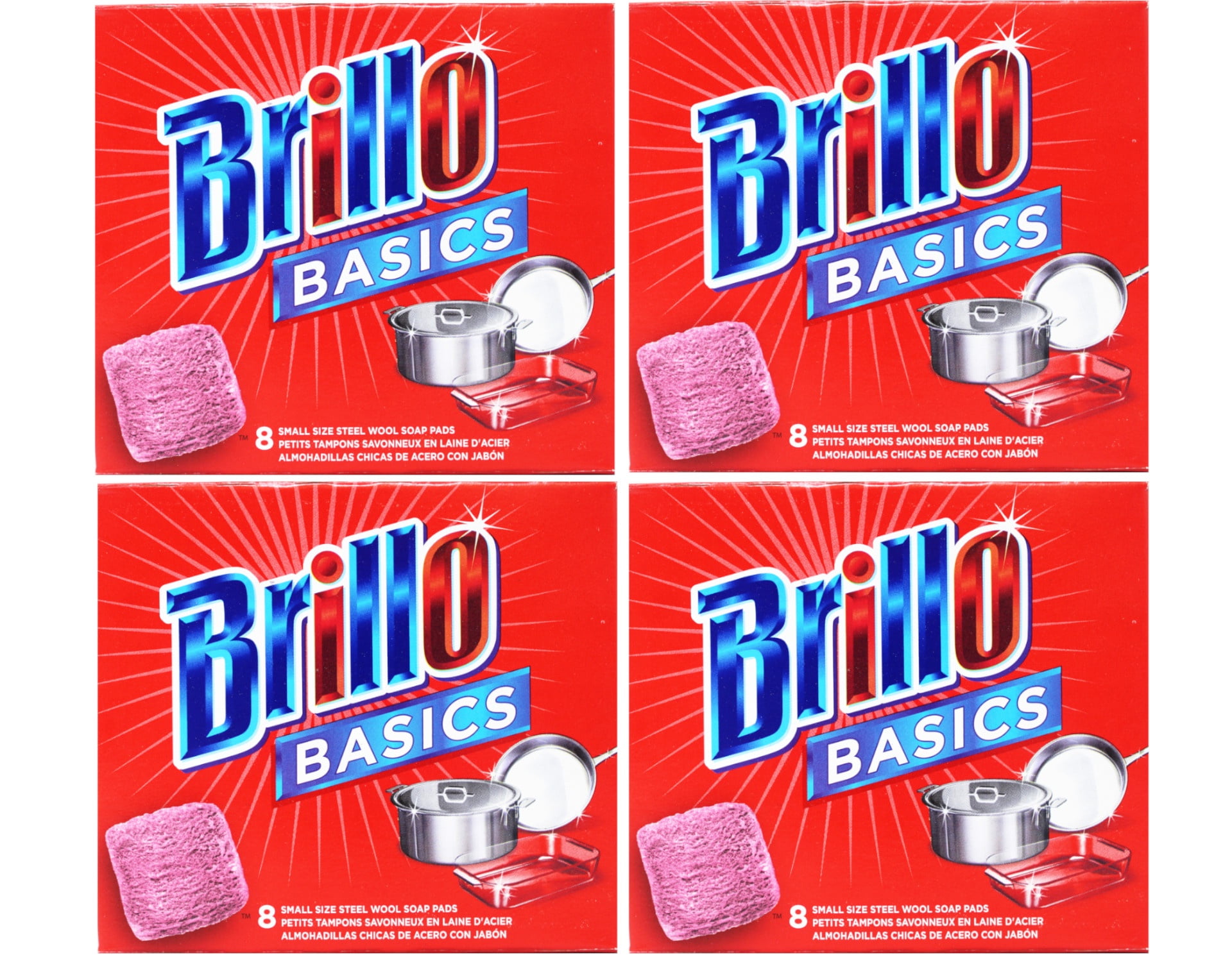 Brillo Basics Steel Wool Scrub Pads, 8-ct. Box - 4 Pack - Walmart.com