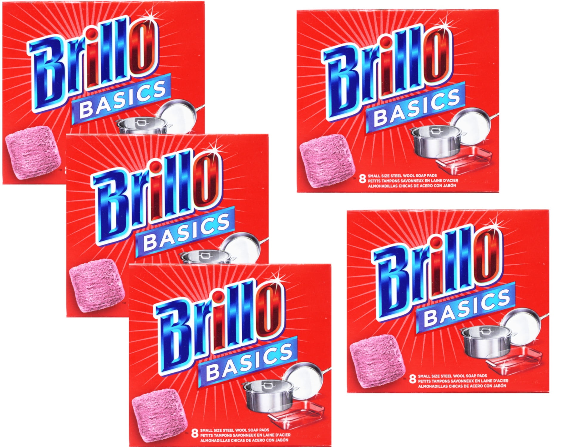 Brillo Basics Steel Wool Scrub Pads, 8-ct. Box - 5 Pack - Walmart.com