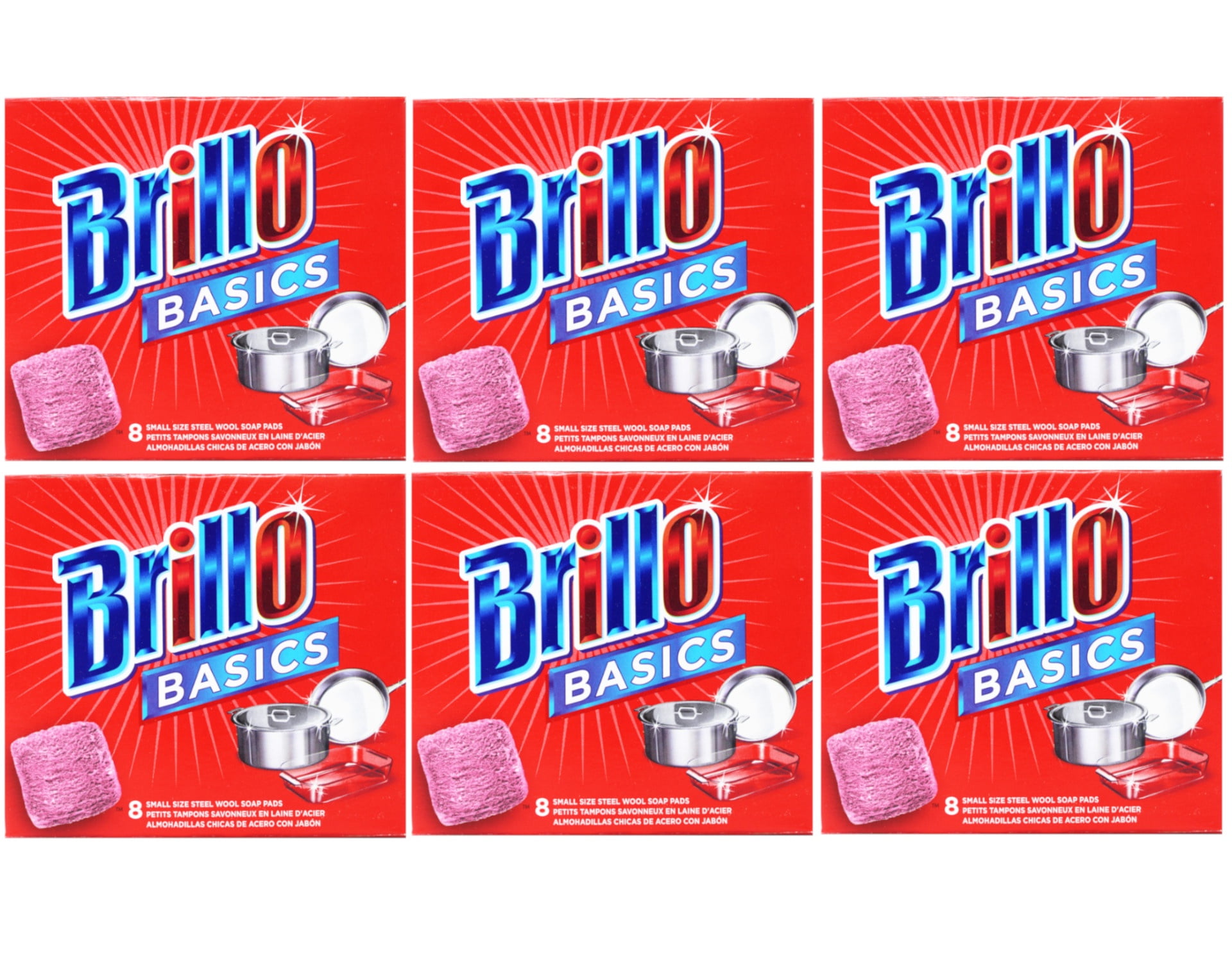 Brillo Basics Steel Wool Scrub Pads, 8-ct. Box - 6 Pack - Walmart.com
