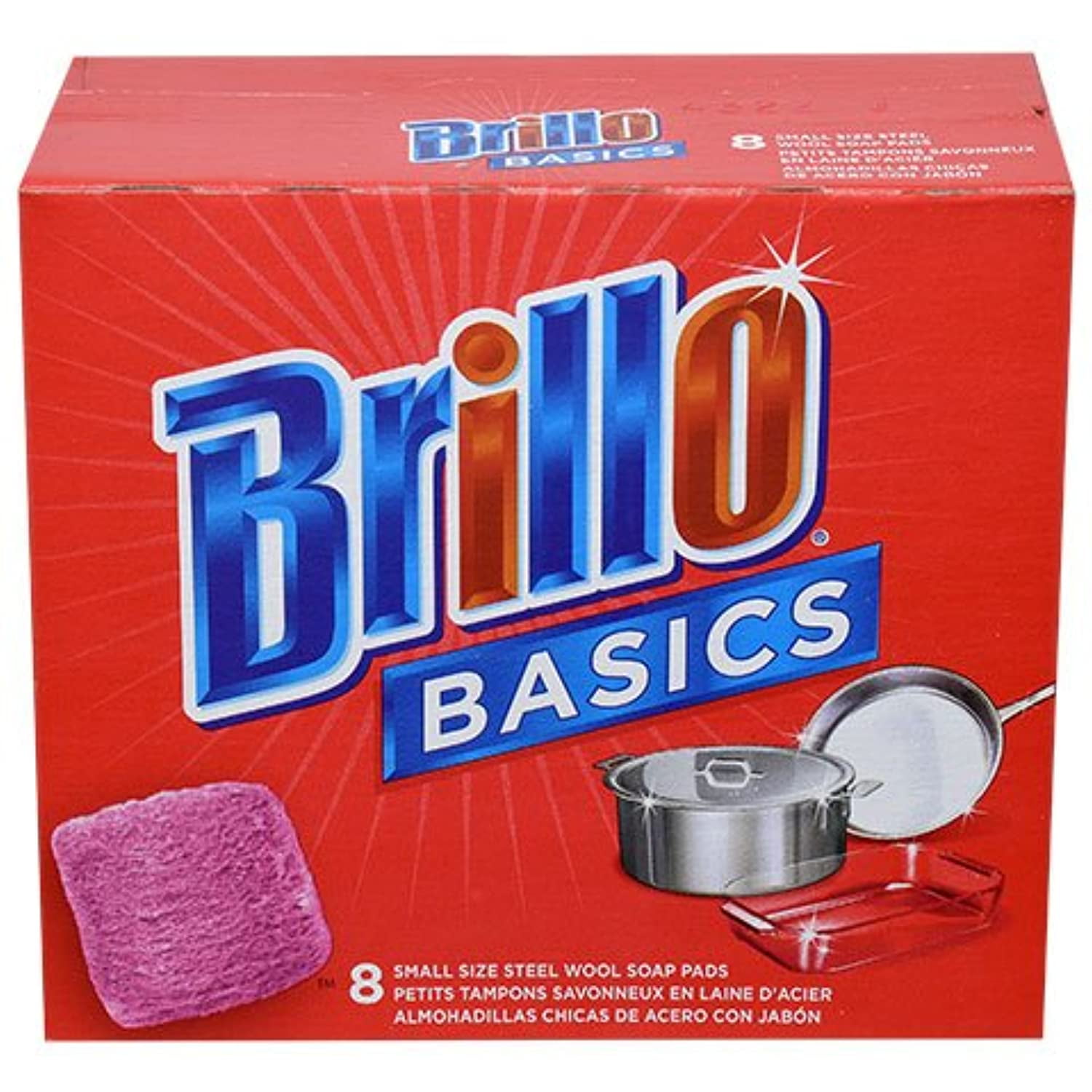 Brillo Steel-wool Soap Pads Pack of 3, 8-Count, Cuts Through Tough ...
