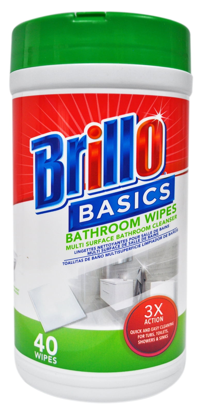 Brillo Basics Multi Surface Bathroom Cleaner Wipes 40 Count - Walmart.com