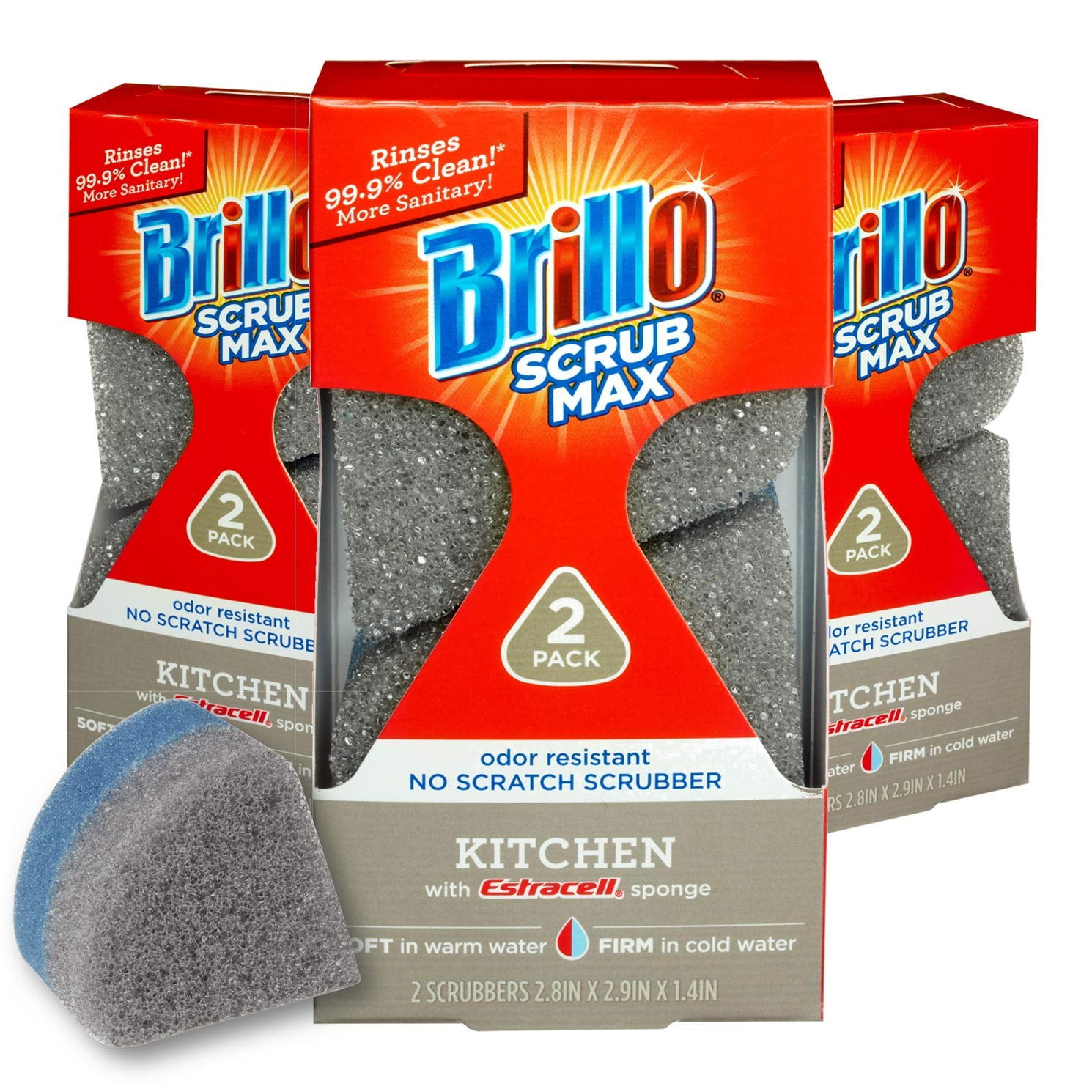 Brillo Kitchen Scrub Max Heat Activated Sponges, Strong & Long Lasting ...