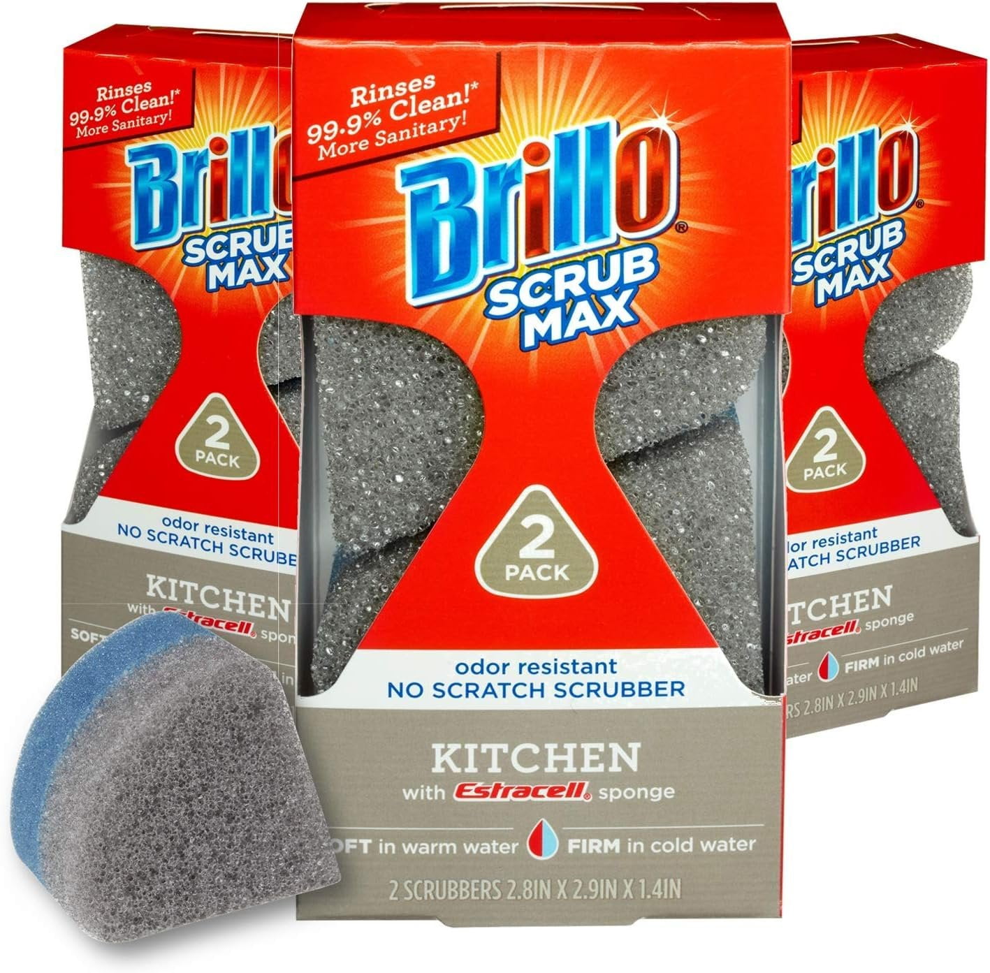 Brillo Scrub Max Heat Activated Sponges, Strong & Long Lasting ...