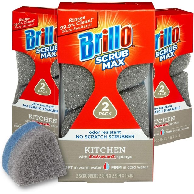Brillo Scrub Max Heat Activated Sponges, Strong & Long Lasting ...