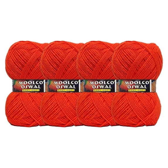 Brilon Acrylic Hand Knitting Yarn Balls Pack of 4 (50g Each) (ORANGE ...