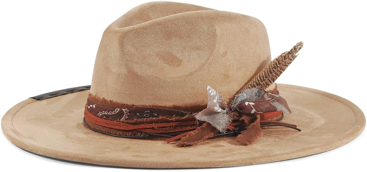 Brim Fedora Hat for Men Women Felt Boho Suede Panama Hats M-L - Walmart.com