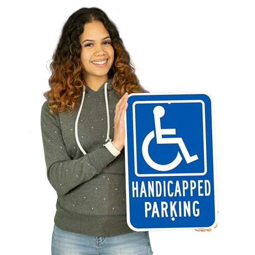 Brimar - 12 x 18" - Handicapped Parking Sign - White Rust-Free Aluminum ...