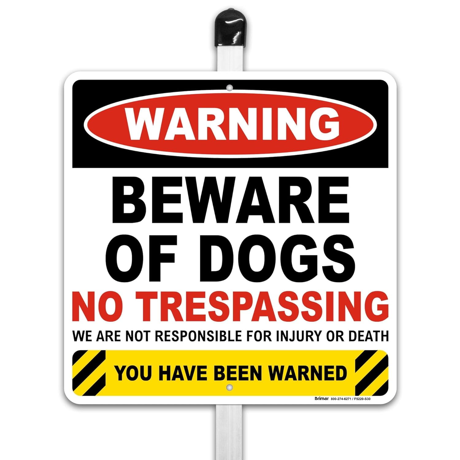Brimar - Beware of Dog No Trespassing Yard Sign - 10" Square .055 ...