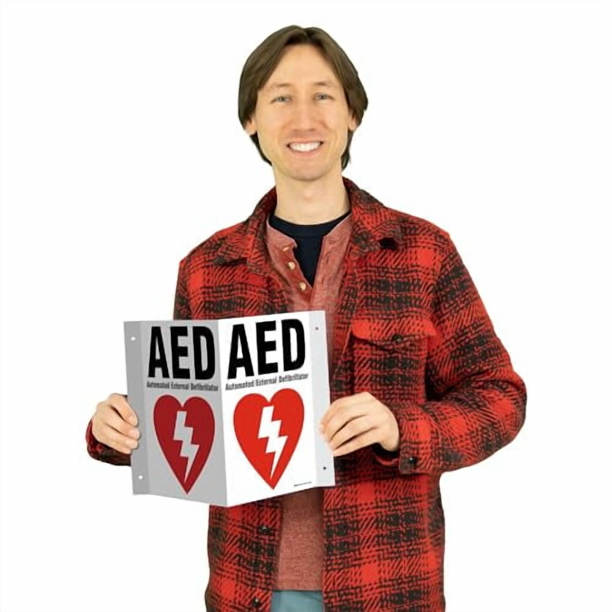 Brimar Two 8" x 10" 3-way AED Sign - 0.060" Polystyrene Plastic ...