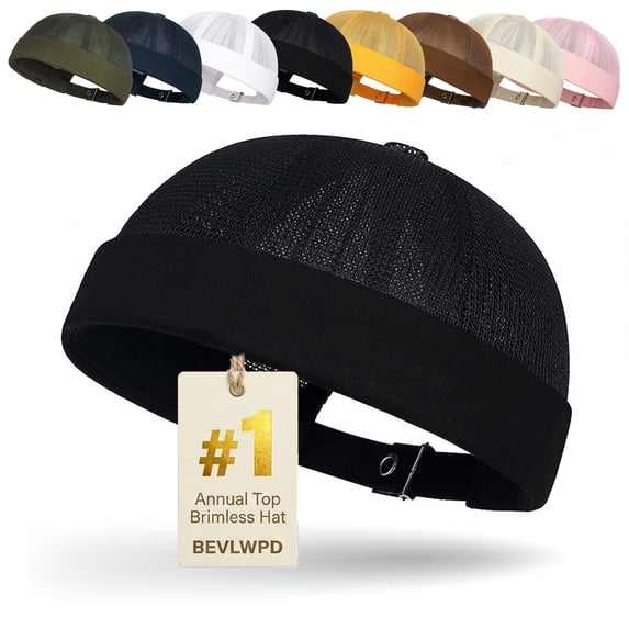 Brimless Hat for Men Chopper Docker Cap Men's Breathable No Brim Hats ...