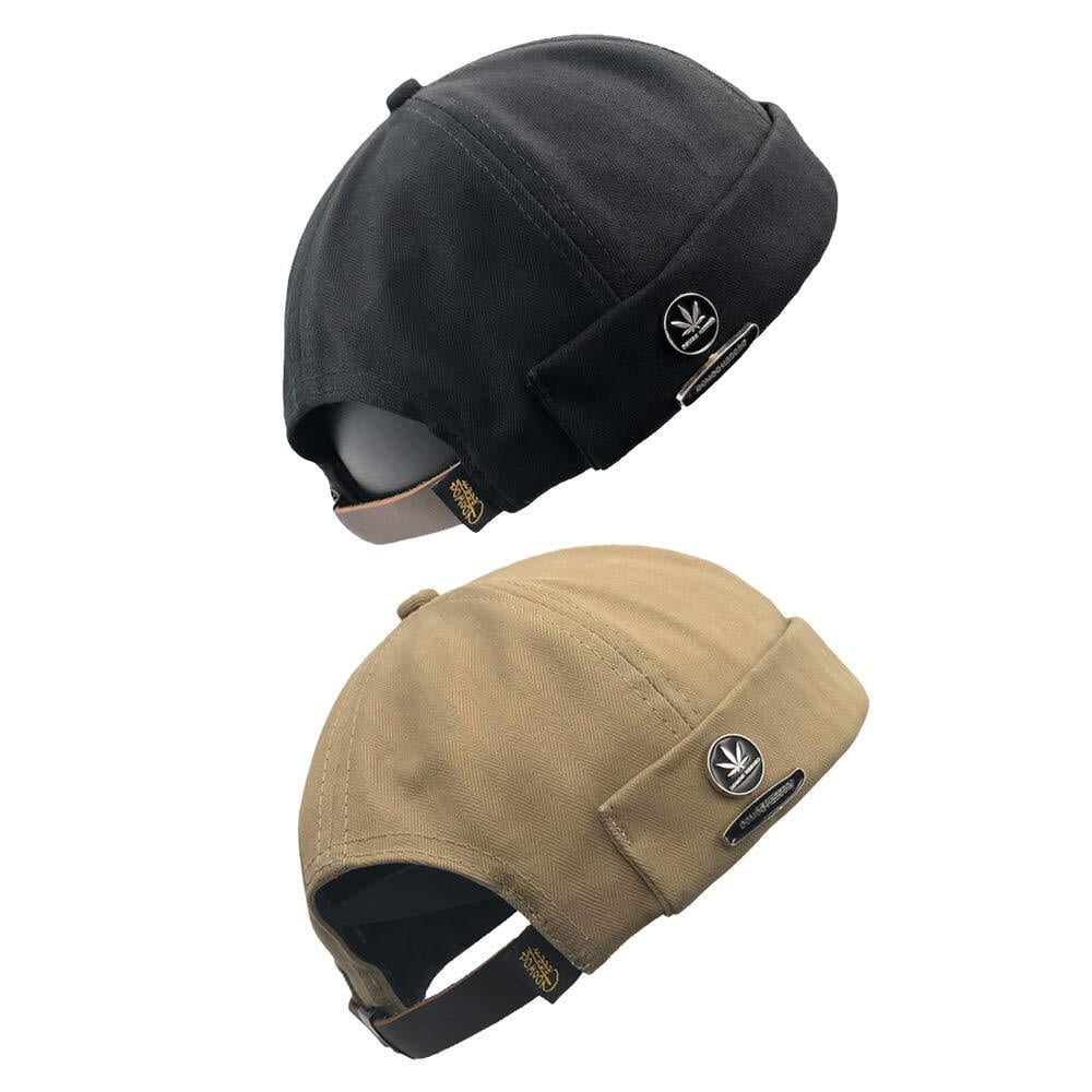 Brimless Hats Adjustable Leather Buckle Street Casual Docker Beanie ...