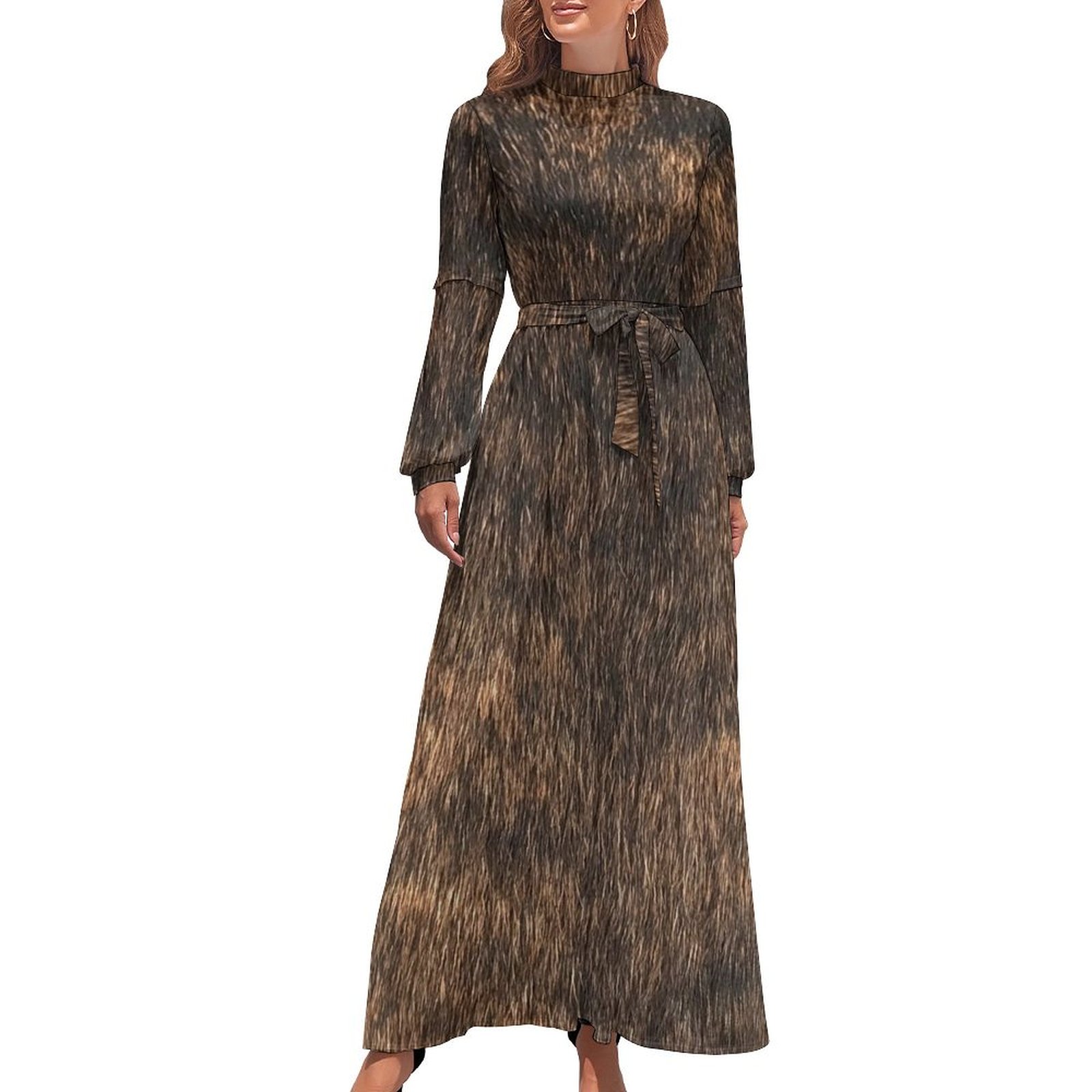 Brindle Animal Print Brown Brindle Dog Long Dress women party dresses ...
