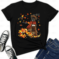 Brindle Boxer Dog Red Scarf Autumn Fall Leaves Gift Unisex T-Shirt, up ...